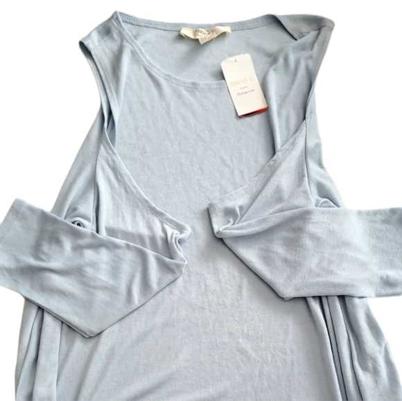 Forever 21 | Tops | Nwt Light Blue Cold Shoulder Blouse Top Lounge Wear ...